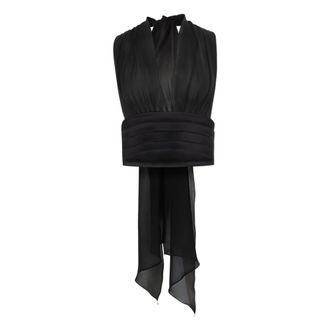 Nina Ricci Femme, Blouses et Chemises, Noir, Taille: 44 FR Blouse en Soie &agrave; Col en V Avec D&eacute;tail de