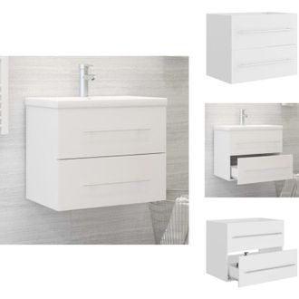 vidaXL Waschbeckenunterschrank Wei&szlig; 60x38,5x48 cm Holzwerkstoff - Waschtischschrank - Badezimmerm&ouml;bel - Holzwerkstoffschrank - Wei&szlig;er Schrank - Unterschrank
