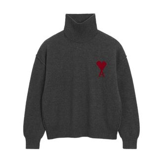 Ami Trichterhals Pullover - - Knitwear - Damen - Grau - XS