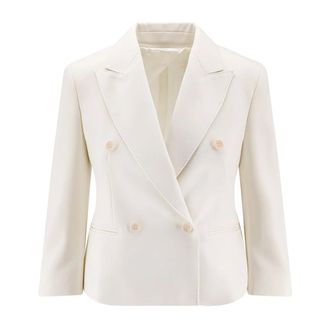 Max Mara Femme, Vestes, Blanc, Taille: 42 FR Double-breasted Wool Blazer