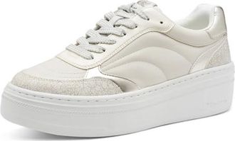 Tamaris Baskets Basses pour Femme - Blanc/argent&eacute; - Taille 39 EU, Blanc/Argent, 39 EU