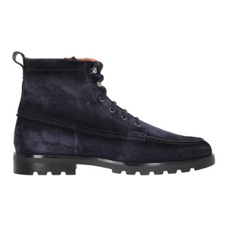 Santoni Wildleder Schn&uuml;rstiefel mit Shearling-Futter - - Shoes - Herren - Blau - 40 1/2 EU