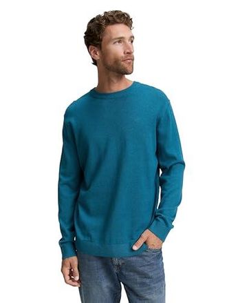 Tom Tailor 1039810 Pull-Over, 38778-Dark Aqua Melange, M Homme