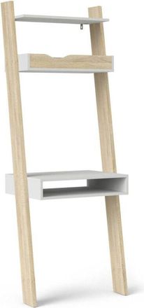 Dmora Dekorativer Schreibtisch, Farbe Weiß und Eiche, 65 x 180 x 48 cm - Dmora