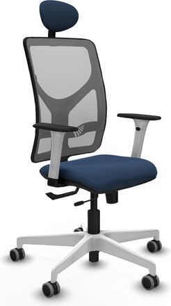 Piqueras y Crespo Schreibtischstuhl in Marineblau, mit wei&szlig;en und schwarzen Armlehnen, h&ouml;henverstellbare Lendenwirbelst&uuml;tze und festes Kopfteil, ausgestattet mit Syncro