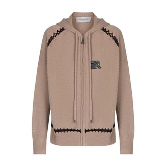 Ermanno Scervino Femme, Pulls, Gris, Taille: 36 FR Maglia aperta zip e cappuccio