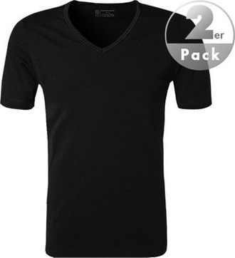Schiesser Herren T-Shirts schwarz Baumwolle unifarben