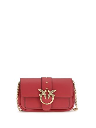Pinko Womens Shoulder Bag Love One Calf Leather Red Rio Rio-Antique Gold Rio/antique