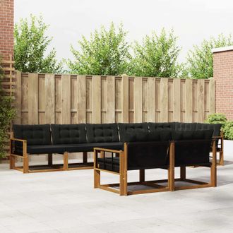 vidaXL Vidaxl Set Di Divani Da Esterno 8 Pz Naturale E Nero