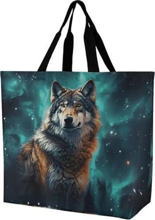 Generic Loup Sous Le Ciel &Eacute;toil&eacute; Sac Fourre Tout L&eacute;ger Sacs Imperm&eacute;able Sac &Agrave; Bandouli&egrave;re Pour Quotidienne Shopping Gym