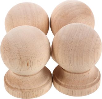 Cabilock 4stücke Holzspindelstangen Zum Basteln Unbehandelte Runde Endstücke Dekorative Holz-endstücke Für Gardinenstangen Geländerstäbe Holz-endstücke Zum Bas