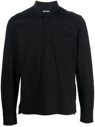 Tom Ford Lang&auml;rmeliges Poloshirt - Schwarz