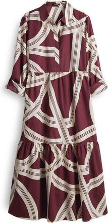 OPUS Midikleid WERANO LANE aus nachhaltiger Baumwolle grafisches Muster, Perlmuttkn&ouml;pfe, Hemdblusenkragen