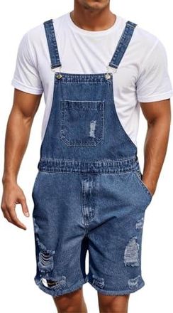 Generic Jean Homme Jeans Homme Salopette En Jean D&eacute;lav&eacute;e D&eacute;chir&eacute;e - Style Bib Overalls Casual Facile &Agrave; Associer Avec T-Shirt Tous Les Jours