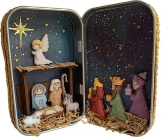 Generic Tragbare Krippenfiguren - Pocket 3D Heiliges Familienset, Festliche religi&ouml;se Weihnachtsdekoration, Handanzeige Mit Starker Design | Heilige Familie O