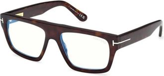 Tom Ford Homme, Accessoires, Brun, Taille: 56 MM Blue Block Rectangular Opticals