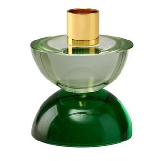 Gift Company Dioptrics, Kristallglas Kerzenhalter, Cabochon, doppelt, hellgr&uuml;n/gr&uuml;n, gs, 7,8x9,5x7,8cm