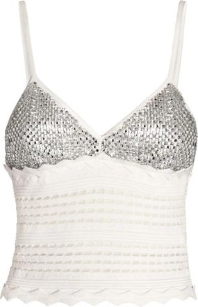 Genny Femme, Tops, Blanc, Taille: 36 FR Top Tricot avec Maille Strass