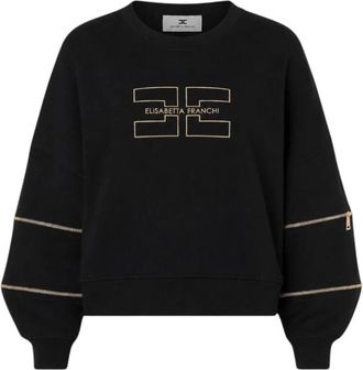 Elisabetta Franchi SweaT-shirt &agrave; logo - Femme - Sweatshirts et sweats &agrave; capuche - Noir - Taille: 36 FR