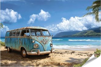 Islandburner XXL Bild Poster T1 Bus am tropischen Strand für Wohnzimmer Reiselustige Reisebüro Premium Bilder Fotodruck