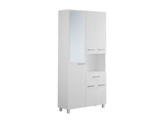 Vente-Unique Colonne de Salle de Bain avec Miroir sur Pied - 180 cm - Blanc - MINELA