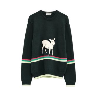 J.W.Anderson Pullover mit Flicken-Detail und Rundhalsausschnitt - - Knitwear - Damen - Gr&uuml;n - XS