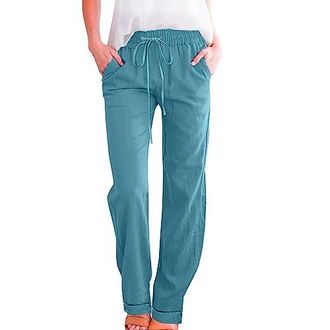 Generic Black of Friday 2024 Pantalon Fleurs Femme Pantalon Fluide Elastique Cheville Pantalon Cargo Femme Coupe Droite Pantalon Femme Ample Deals of The Day 