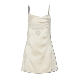 Off-white Femme, Robes, Beige, Taille: 38 FR Robe en satin avec inserts en dentelle