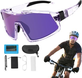 Generic Polarisierte Fahrradbrille in verschiedenen Farben, polarisiert, bunte Sportbrille mit Windschutzscheibe, polarisierte Rennradbrille f&uuml;r Laufen, Walke