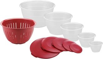 Westmark Schüssel-Set, 5 Schüsseln inkl. Deckeln und Sieb/Seiher, 11 teilig, Fassungsvermögen: 0,6/1,3/2,5/4,4/6,5 Liter, Kunststoff, BPA-frei, Olympia, Farbe: