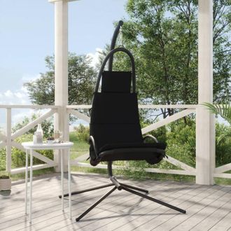 vidaXL Chaise balan&ccedil;oire de jardin et coussin noir tissu Oxford/acier Vidaxl