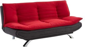 Vente-Unique Canap&eacute; Convertible clic-clac en Tissu DEMIDO III - Bicolore Rouge et Anthracite - 3 Places