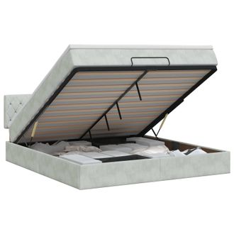 vidaXL Letto Ottomano Con Materasso Grigio Chiaro 160 X 200 Cm Velluto Vidaxl