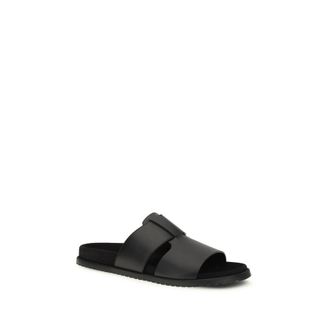 Dolce & Gabbana Mens Black Calf Leather Bos Taurus Sandals
