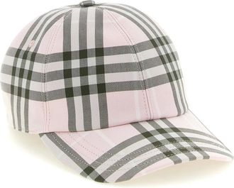 Burberry Femme, Accessoires, Rose, Taille: M Check Cotton Baseball Cap