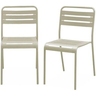 Sweeek Lot de 2 chaises de jardin acier. 2 places. beige. Amelia. L44 x P52 x H79cm