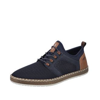 Rieker Slip-On Sneaker RIEKER, Herren, Gr. 40, nachtblau, braun, Lederimitat, Textil, Schuhe, Schlupfschuh, Slipper, Freizeitschuh, elastischer Einstieg, Gum