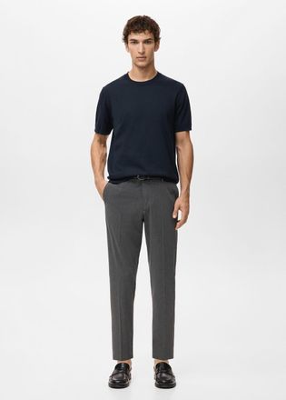 Mango T-shirt maille fine coton bleu nuit - Homme - XL - MANGO MAN