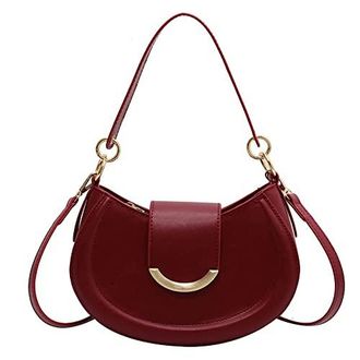 Generic Sac &agrave; bandouli&egrave;re tendance pour femme en cuir et sac &agrave; main pour tous les jours, sac &agrave; bandouli&egrave;re d&eacute;contract&eacute;, petit croissant, Rouge, small