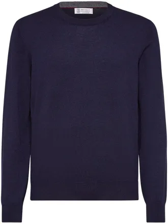 Brunello Cucinelli pull &agrave; d&eacute;tail nervur&eacute; - Bleu