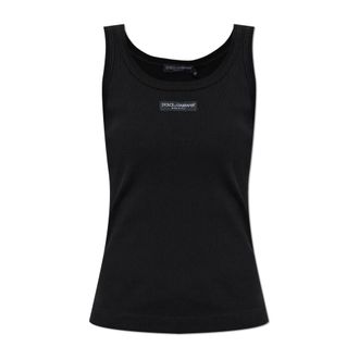 Dolce & Gabbana Top en coton avec logo appliqu&eacute; - Femme - Tops - Noir - Taille: 38 FR
