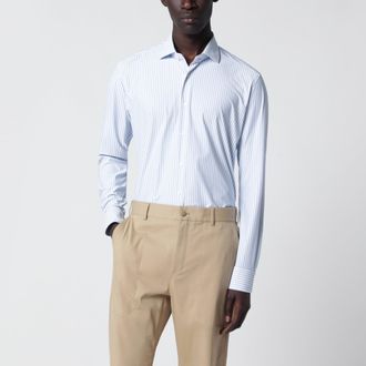 Xacus Wei&szlig;es Active Gestreiftes Tailor Fit Hemd