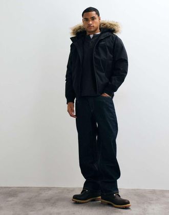 Hollister Oversize-Bomberjacke mit Kapuze mit faux-fur-Besatz in Schwarz