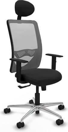 Piqueras y Crespo Bequemer Schreibtischstuhl aus Netzstoff, verstellbar, mit schwarzen Armlehnen, h&ouml;henverstellbare Lendenwirbelst&uuml;tze und festes Kopfteil, 3 Positionen