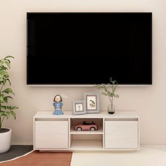 vidaXL Meuble tv Blanc 110x30x40 cm Bois de pin massif