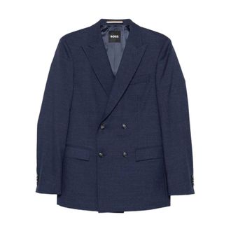 HUGO BOSS Zweireihiger Anzug-Blazer aus Wollmischung - - Jackets - Herren - Blau - XL