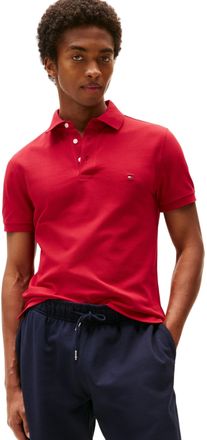 Tommy Hilfiger Herren Poloshirt Kurzarm 1985 Slim Fit, Mehrfarbig (Medium Red), XXL