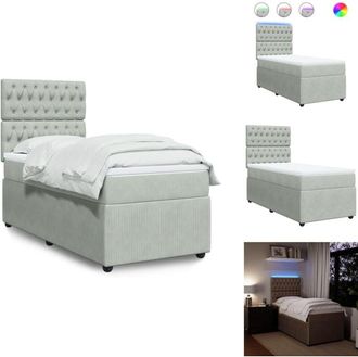 vidaXL Boxspringbett mit Matratze Hellgrau 90x190 cm Samt - Boxspringbett - Boxspringbetten - Bett - Bett Mit Stauraum