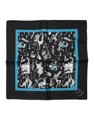 Dolce & Gabbana Black Jazz Club Silk Square Men Foulard Scarf And Blue