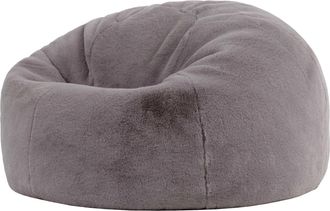 Icon Brand Kingston Kaninchen Kunstfell Sitzsack, Hellgrau, Sitzsack Erwachsene mit Füllung, Bean Bag, Flauschig Sessel, Lounge Sessel, Lounge Stuhl, Schlafzimme
